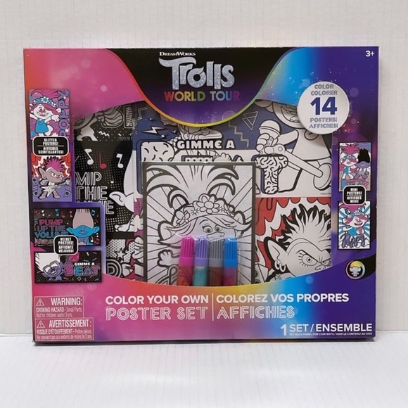 Dreamworks | Toys | Trolls World Tour Color Your Own 4 Posters Markers ...